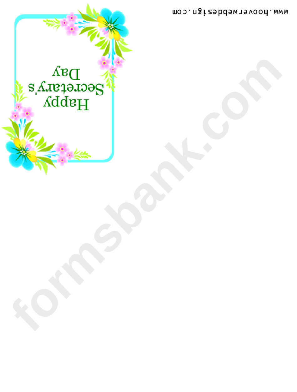 Happy Secretary'S Day Card Template printable pdf download