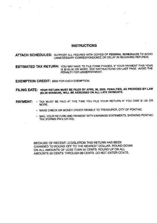 Form P-1040 Instructions printable pdf download