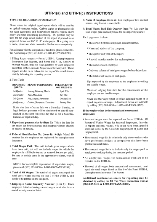 Uitr-1(A) And Uitr-1(C) Instructions printable pdf download