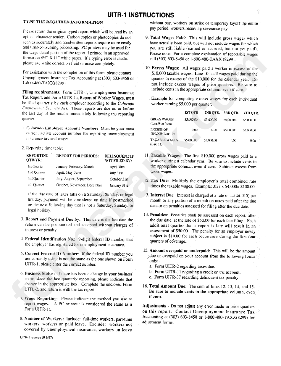 Uitr-1 Instructions printable pdf download