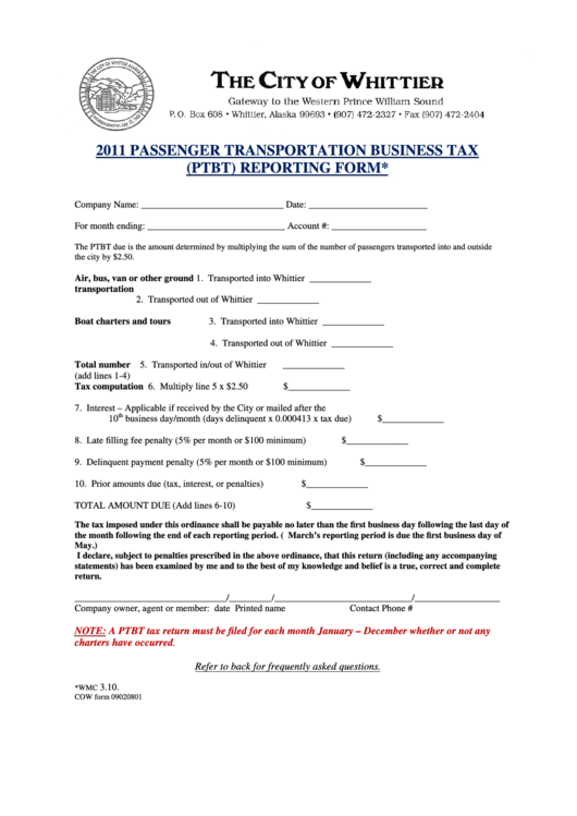 The City Of Whittler Passenger Business Transportation Tax (Ptbt ...