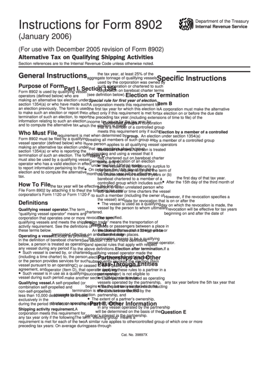 Instructions For Form 8902 - Alternative Tax On Qualifying Shipping ...