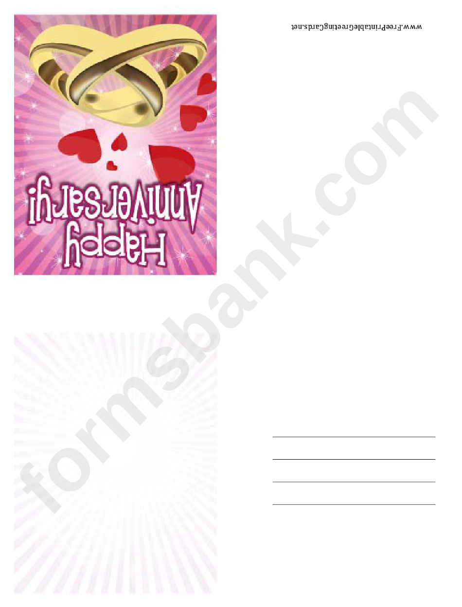 Anniversary Card Template printable pdf download