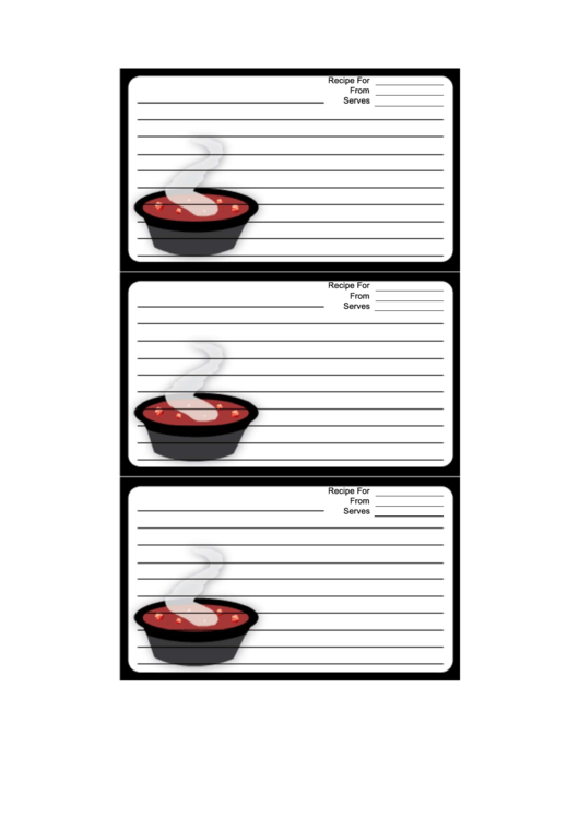 Soup Black Recipe Card Template printable pdf download