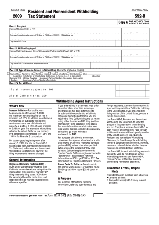 Form 592 B Fillable Printable Forms Free Online