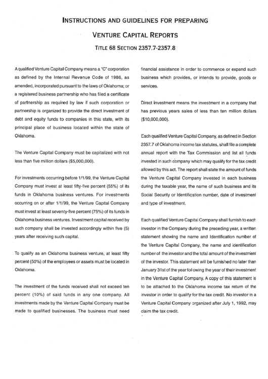 Instructions And Guidelines For Preparing Venture Capital Reports ...
