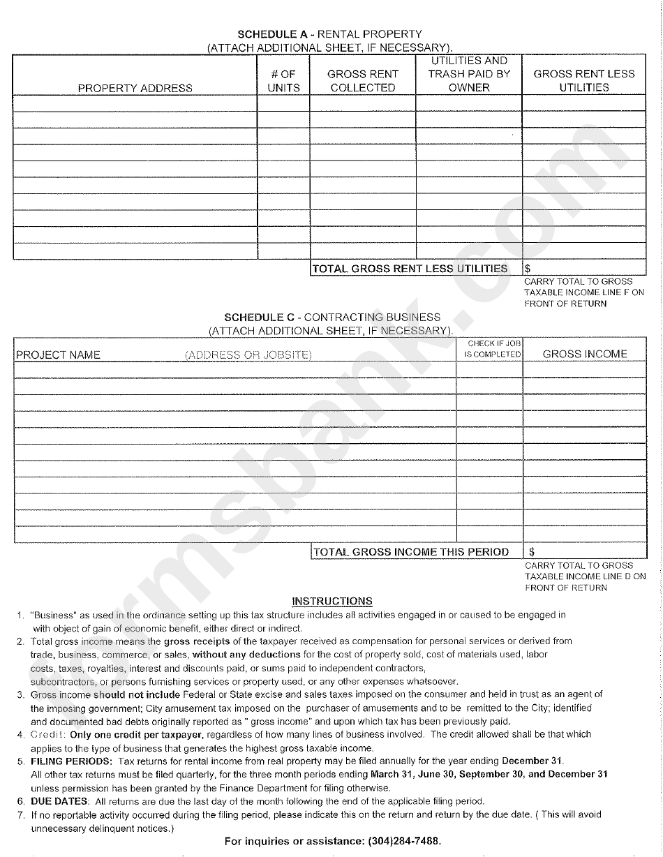 Schedule A - Rental Property Form printable pdf download