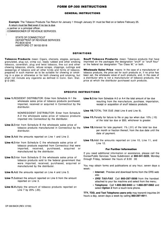 Form Op-300 Instructions printable pdf download