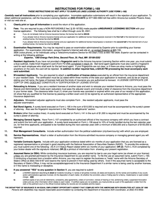 Instructions For Form L-169 printable pdf download