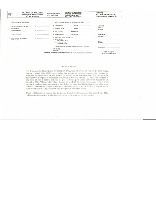 Form W-3 - Employer'S Reconciliation Of Tax Withheld printable pdf download