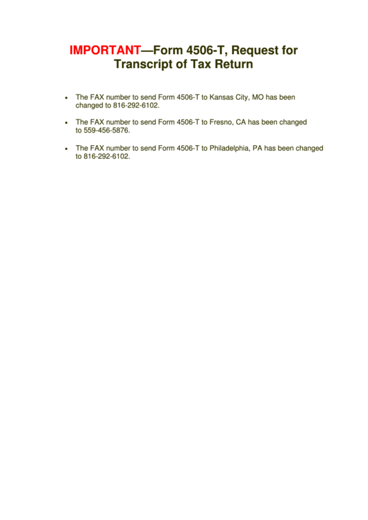 Instructions For Form 4506-T - Request For Transcript Of Tax Return ...