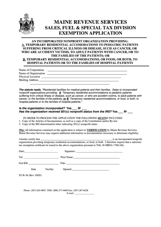 Form St-R-36 - Exemption Application An Incorporated Nonprofit ...