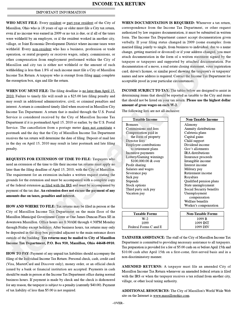 Massillion City Income Tax Form Instructions - State Of Alaska ...