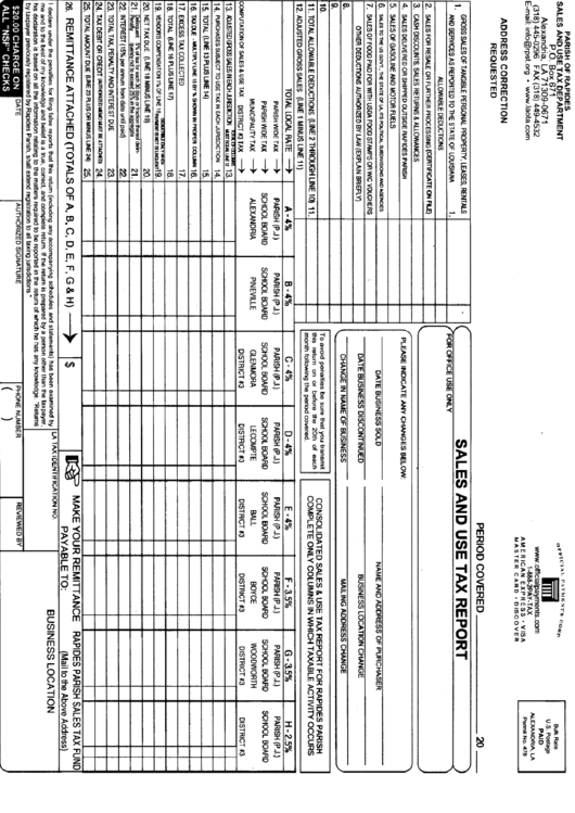 Sales And Use Tax Report Form printable pdf download