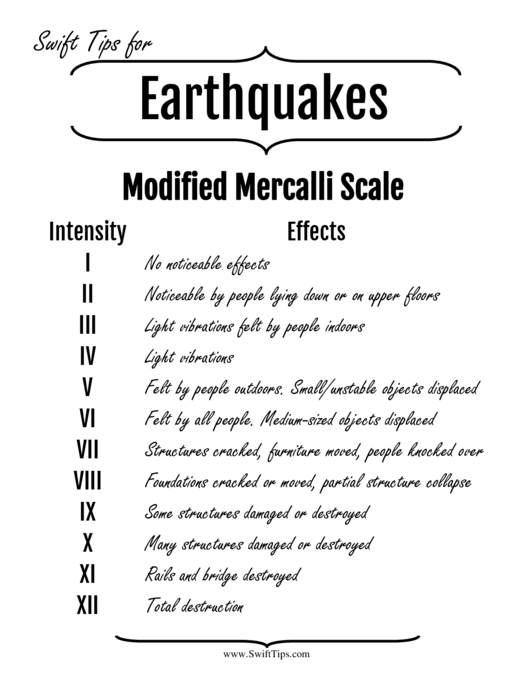 Earthquake Scale printable pdf download