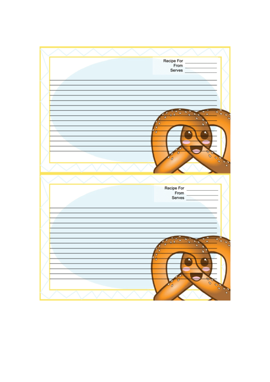 Kawaii Pretzel Recipe Card 4x6 printable pdf download