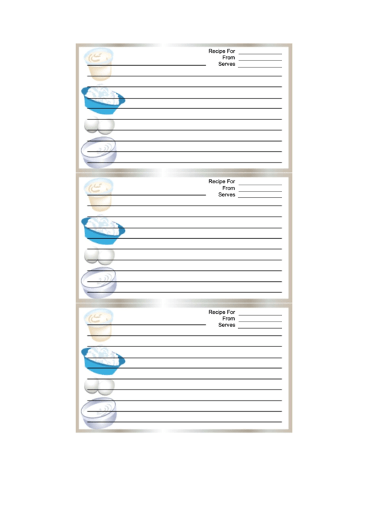 Ingredients Recipe Card Template printable pdf download