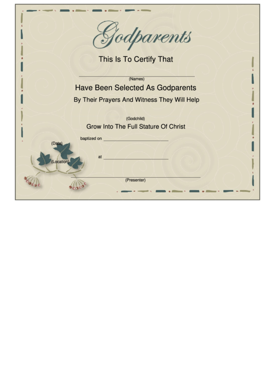 Top 13 Godparents Certificate Templates Free To Download In PDF Format