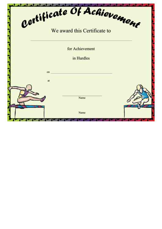 Hurdles Achievement Certificate Template printable pdf download