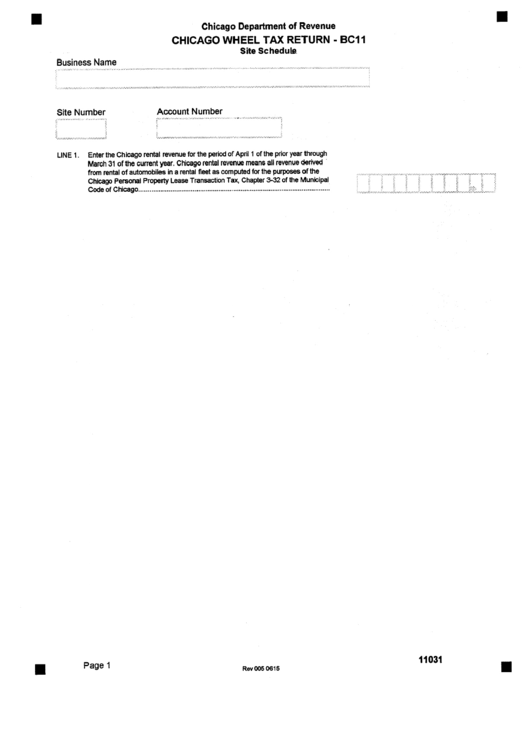 Form Bc11 - Chicago Wheel Tax Return printable pdf download