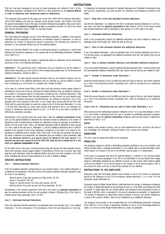 Instructions For Form 499 R-4b - Determination Of Allowance Basedon ...
