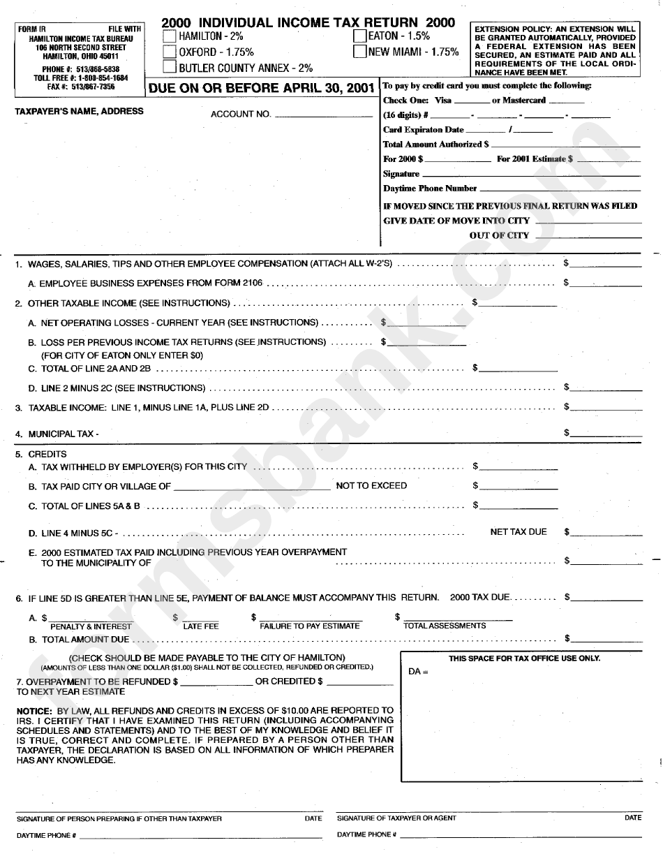 Form Ir - Individual Income Tax Return - 200 printable pdf download