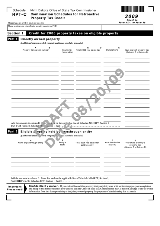 Schedule Rpt-C Draft - Continuation Schedules For Retroactive Property ...