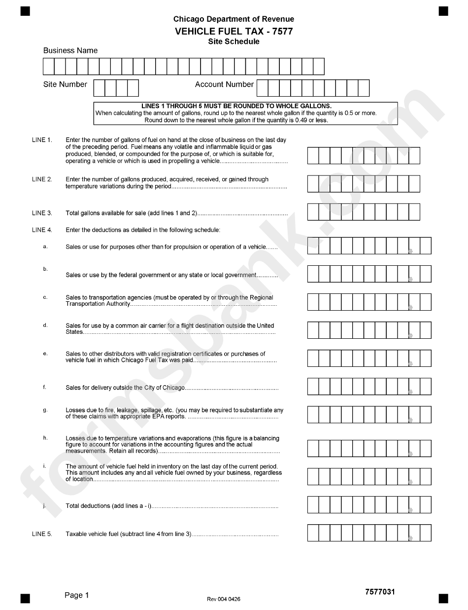 Form 7577 - Vehicle Fuel Tax printable pdf download