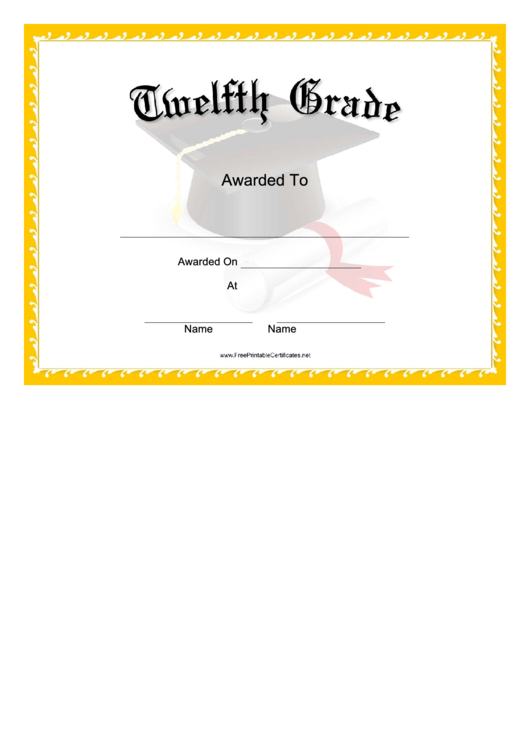 Mortar Board - Grade 12 Certificate printable pdf download