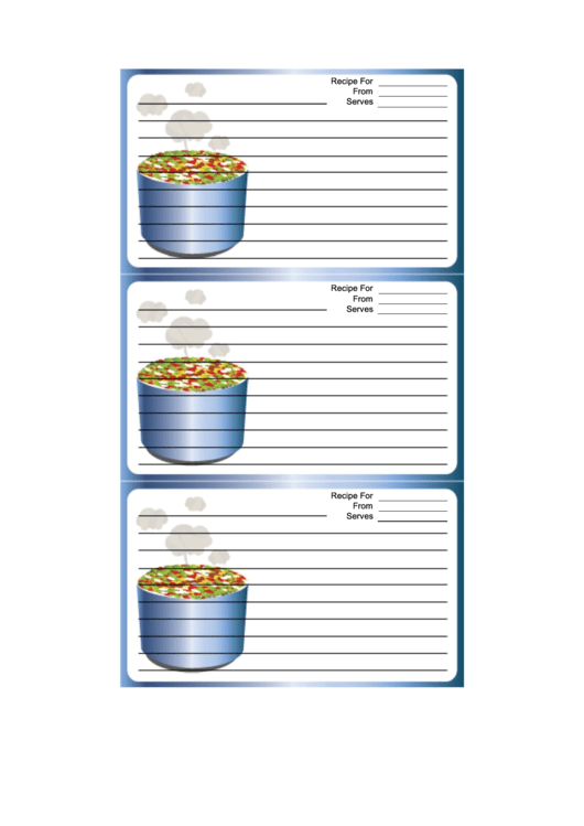 Tasty Blue Recipe Card Template printable pdf download