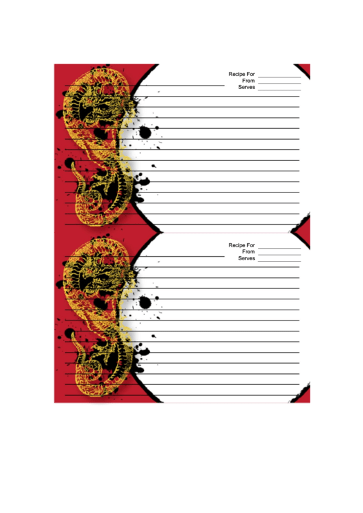 Red Chinese Food Recipe Card Template printable pdf download