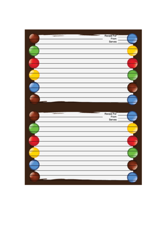 Colorful Candies Black Recipe Card printable pdf download