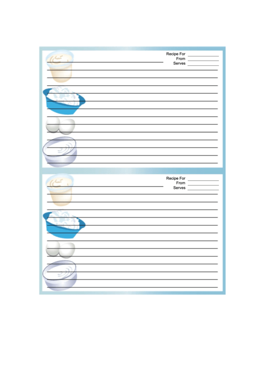 Ingredients Blue Recipe Card 4x6 printable pdf download