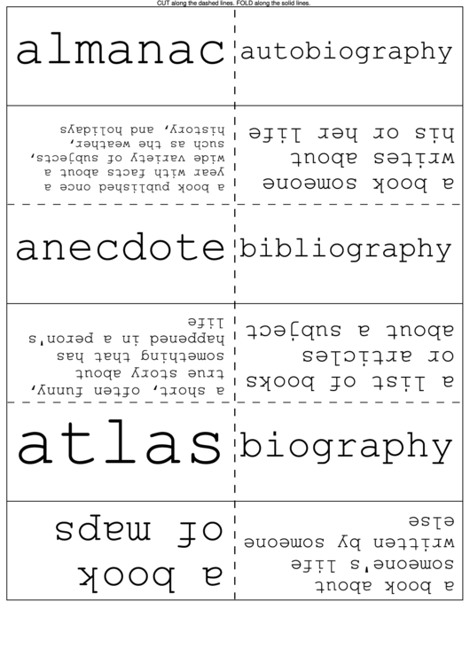 Non-Fiction Works Flash Cards printable pdf download