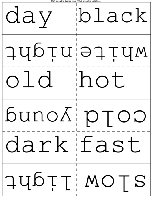 Opposites For Kids Flash Cards printable pdf download