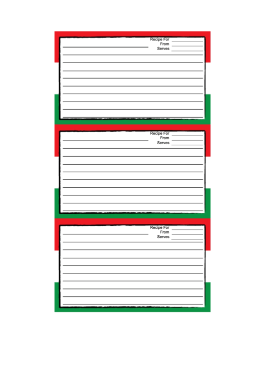 Italian Flag White Recipe Card Template printable pdf download