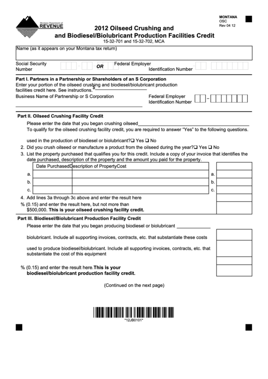 Form Osc - Oilseed Crushing And Biodiesel/biolubricant Production ...
