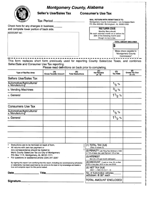 Seller'S Use / Sales Tax, Consumer'S Use Tax - Montgomery County ...