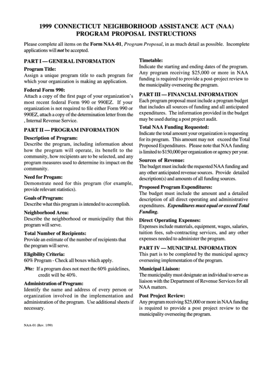 Instructios For Form Naa-01 - Connecticut Neighborhood Assistance Act ...