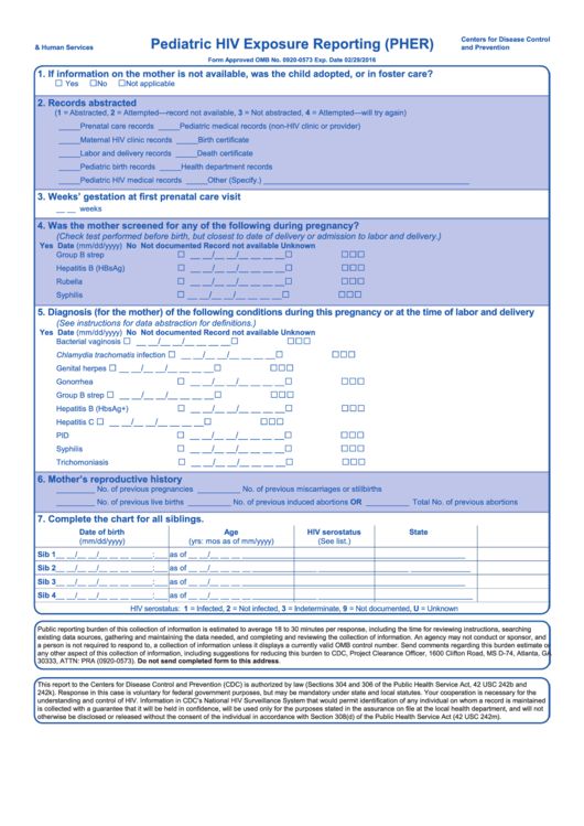 Pediatric Hiv Exposure Reporting (Pher) - U.s. Department Of Health ...