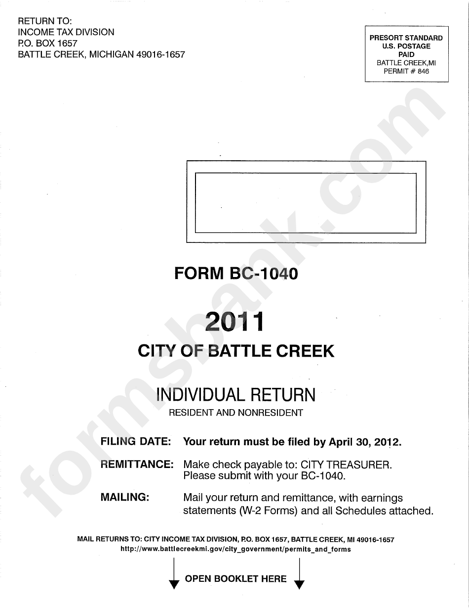 2010 Instructions For Form Bc-1040 printable pdf download