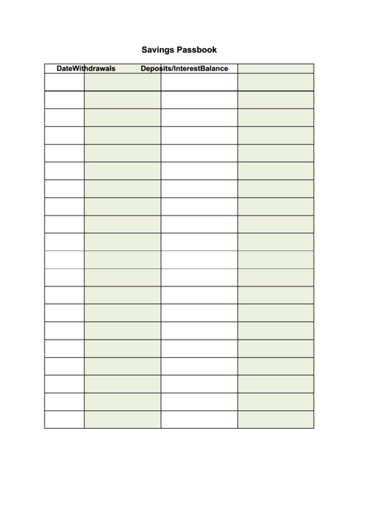 Savings Passbook Template Printable Pdf Download