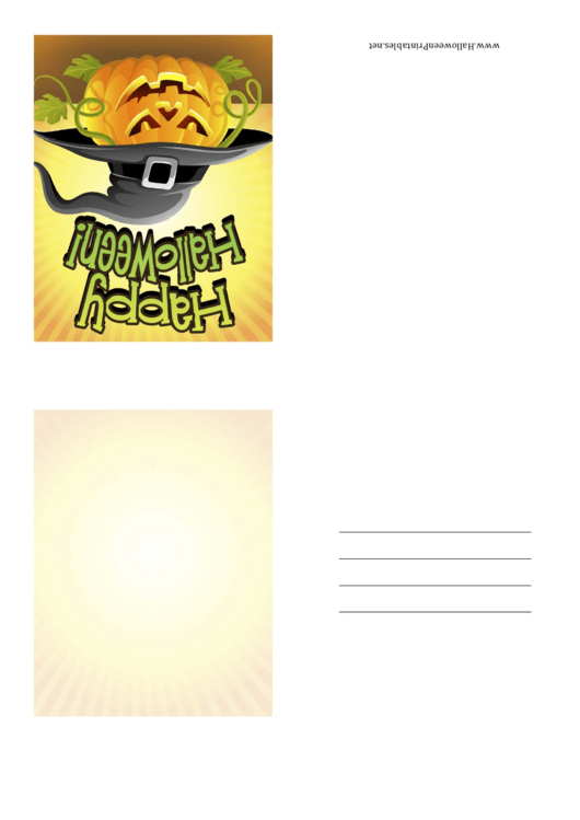 Halloween Jack O Lantern Witch Small Card Template printable pdf download