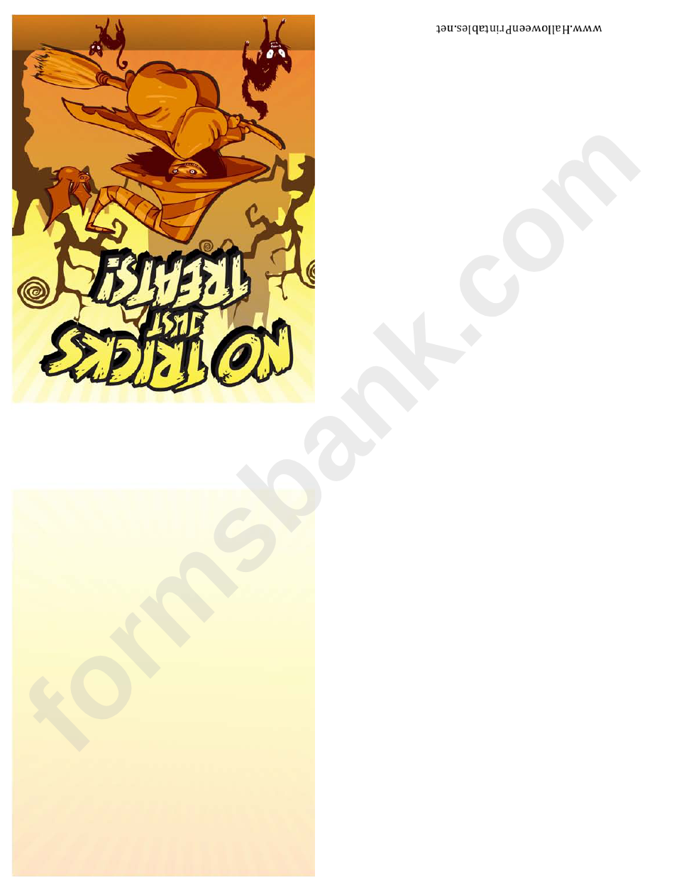 Halloween No Tricks Just Treats Small Card Template printable pdf download