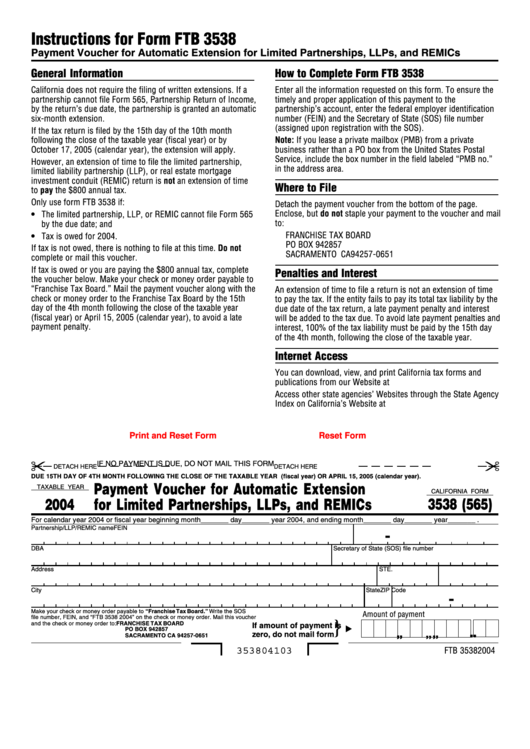 Fillable California Form 3538 (565) - Payment Voucher For Automatic ...