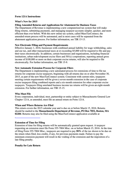 Form 121a Instructions printable pdf download