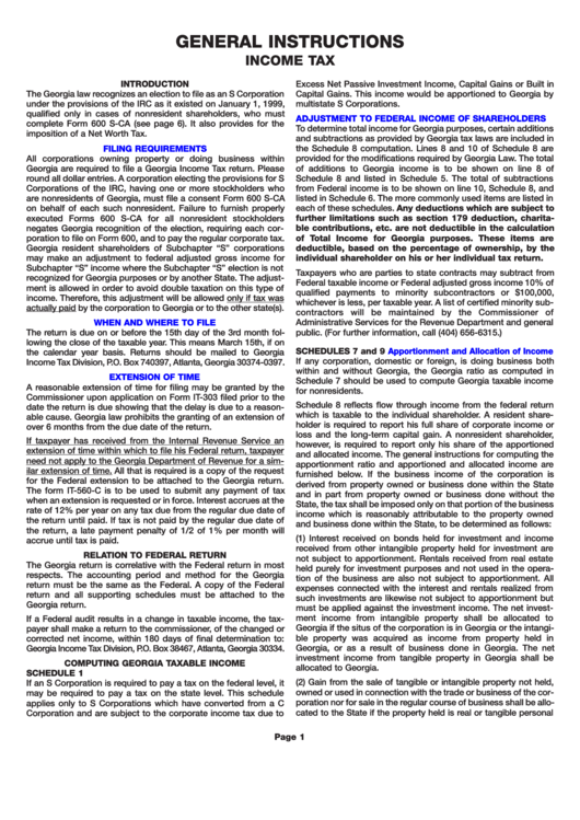 General Instructions For Income Tax printable pdf download
