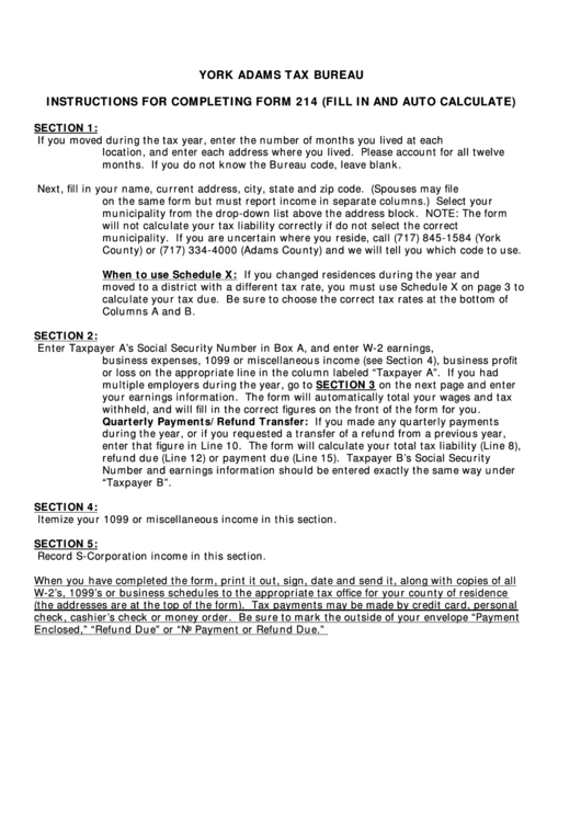 Fillable Form 214 - Earned Income Tax Return - 2007 printable pdf download