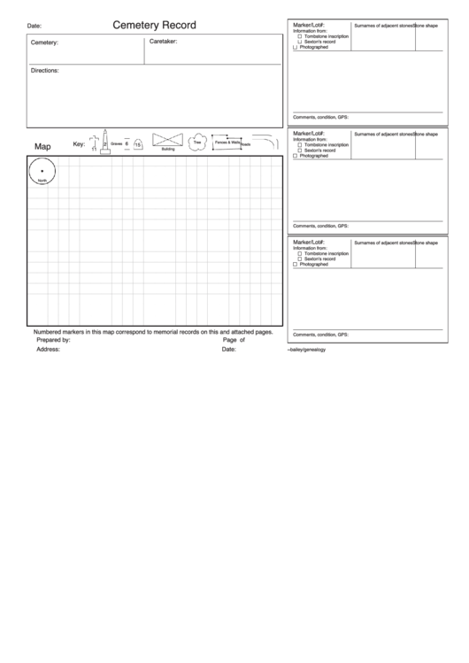 Cemetery Record - 3 Marker/lot printable pdf download