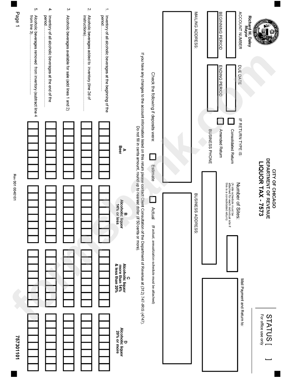 Form 7573 - Liquor Tax printable pdf download